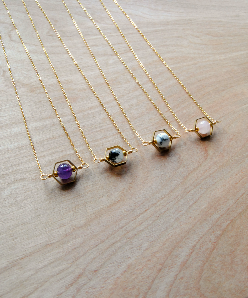 Hexagon Quartz Necklace – Honeydew Club